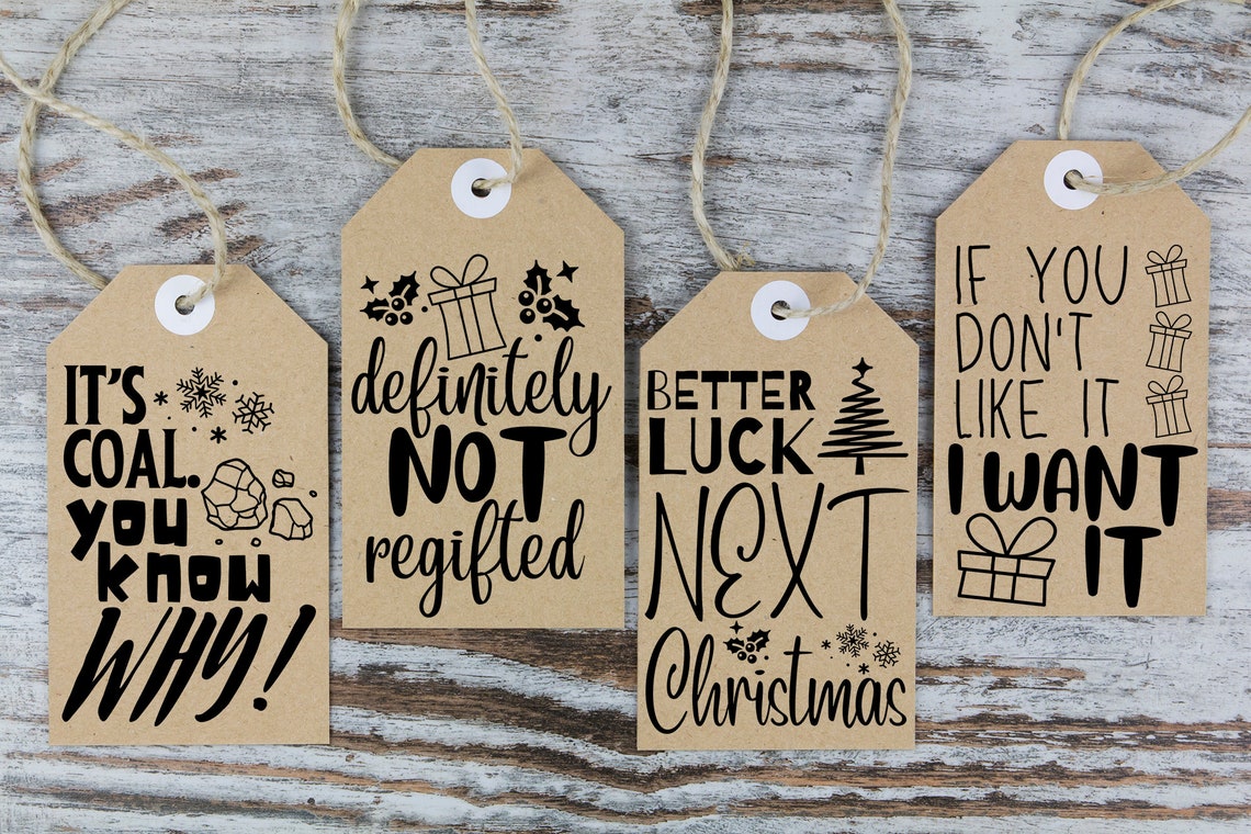 12 Christmas Gift Tag SVG Bundle Printable Funny Holiday - Etsy