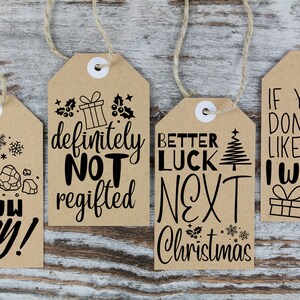 12 Christmas Gift Tag SVG Bundle, Printable Funny Holiday Quotes Labels ...