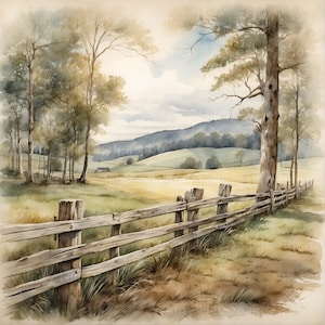 Rustic Fences, 10 JPEG Bundle, Digital Scrapbook Junk Journal Paper ...