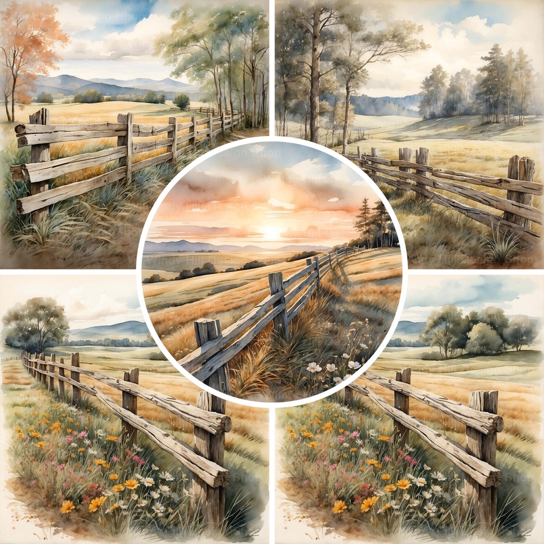 Rustic Fences, 10 JPEG Bundle, Digital Scrapbook Junk Journal Paper ...