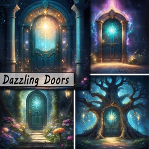 Dazzling Doors, 10 JPEG Bundle, Digital Scrapbook Junk Journal Paper ...
