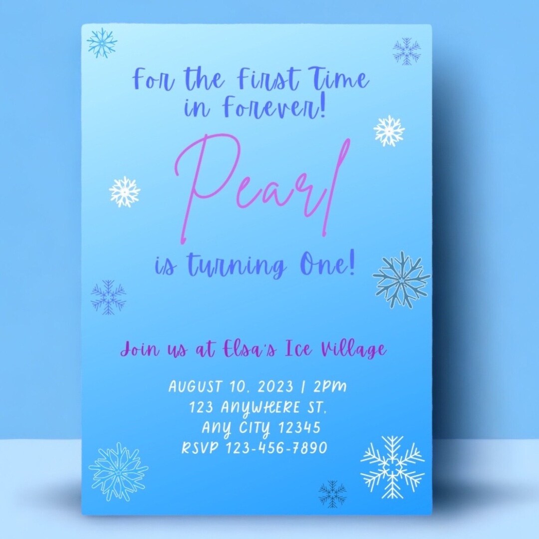 Frozen Theme Birthday Invitation, for the First Time in Forever, Winter ...
