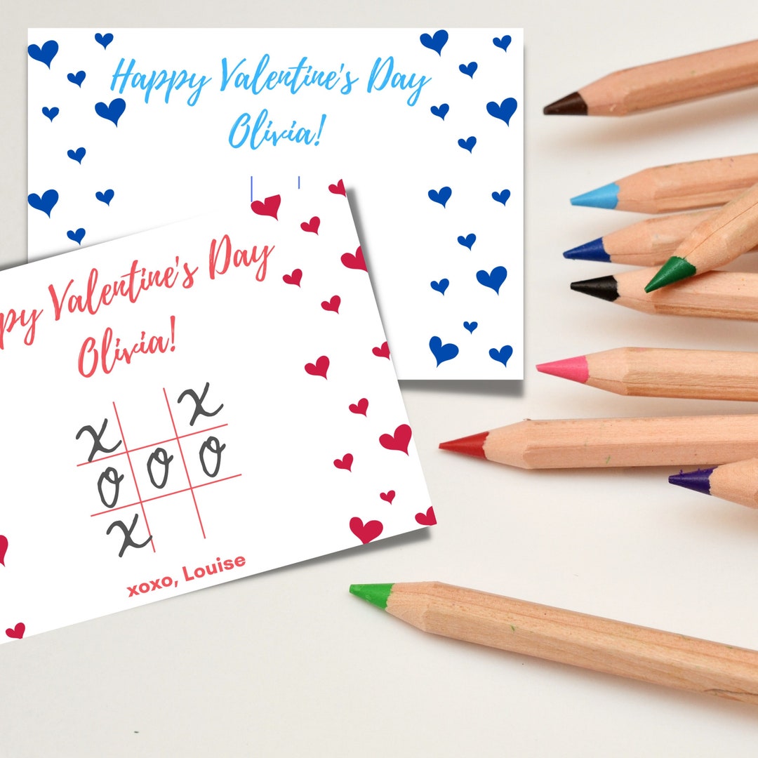 Printable Valentines Day Cards for Class, Tic-tac-toe Cards, Custom ...