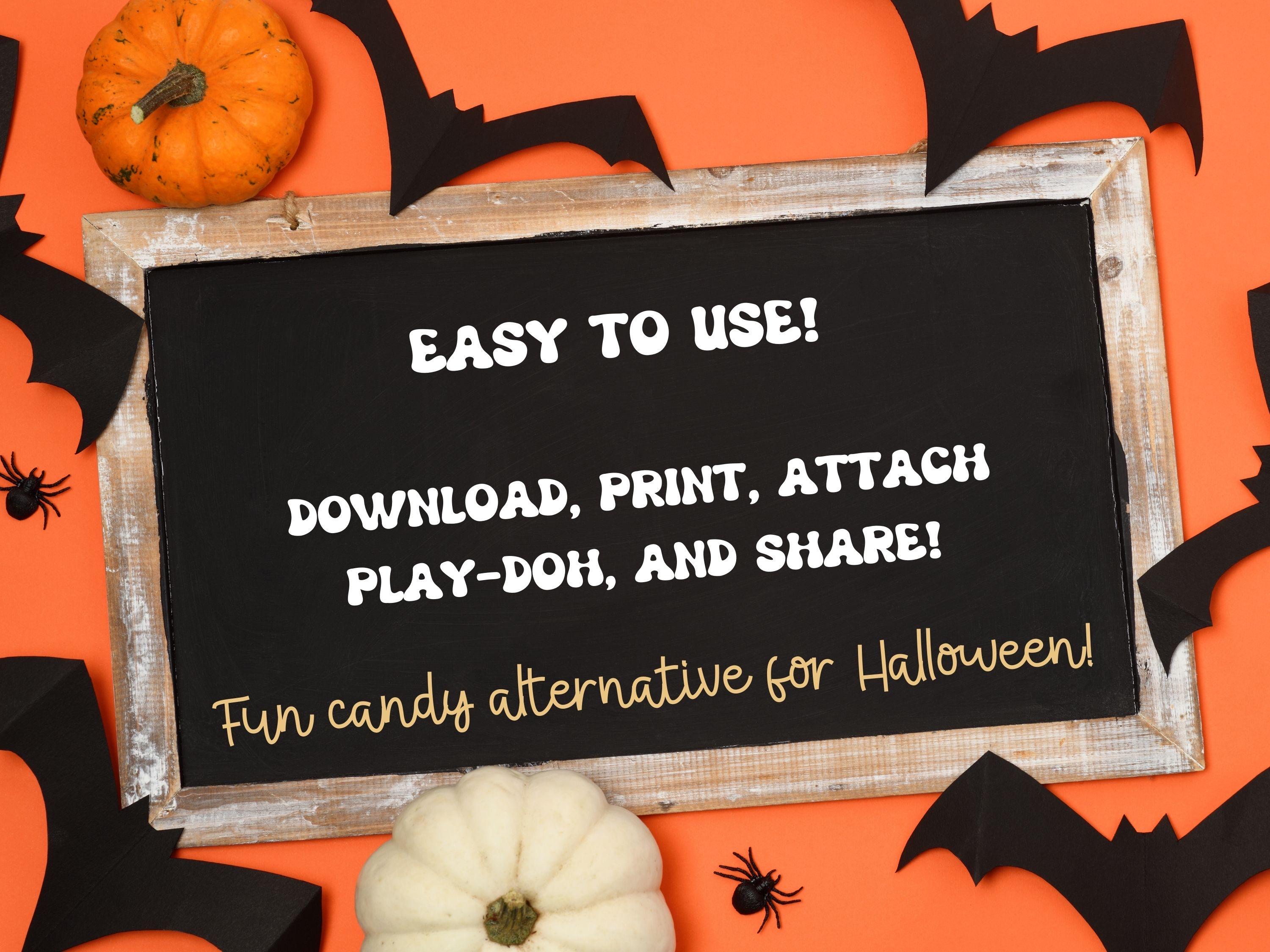 Halloween Play-dough Gift Tag for Kids, Non Candy Halloween Classroom ...