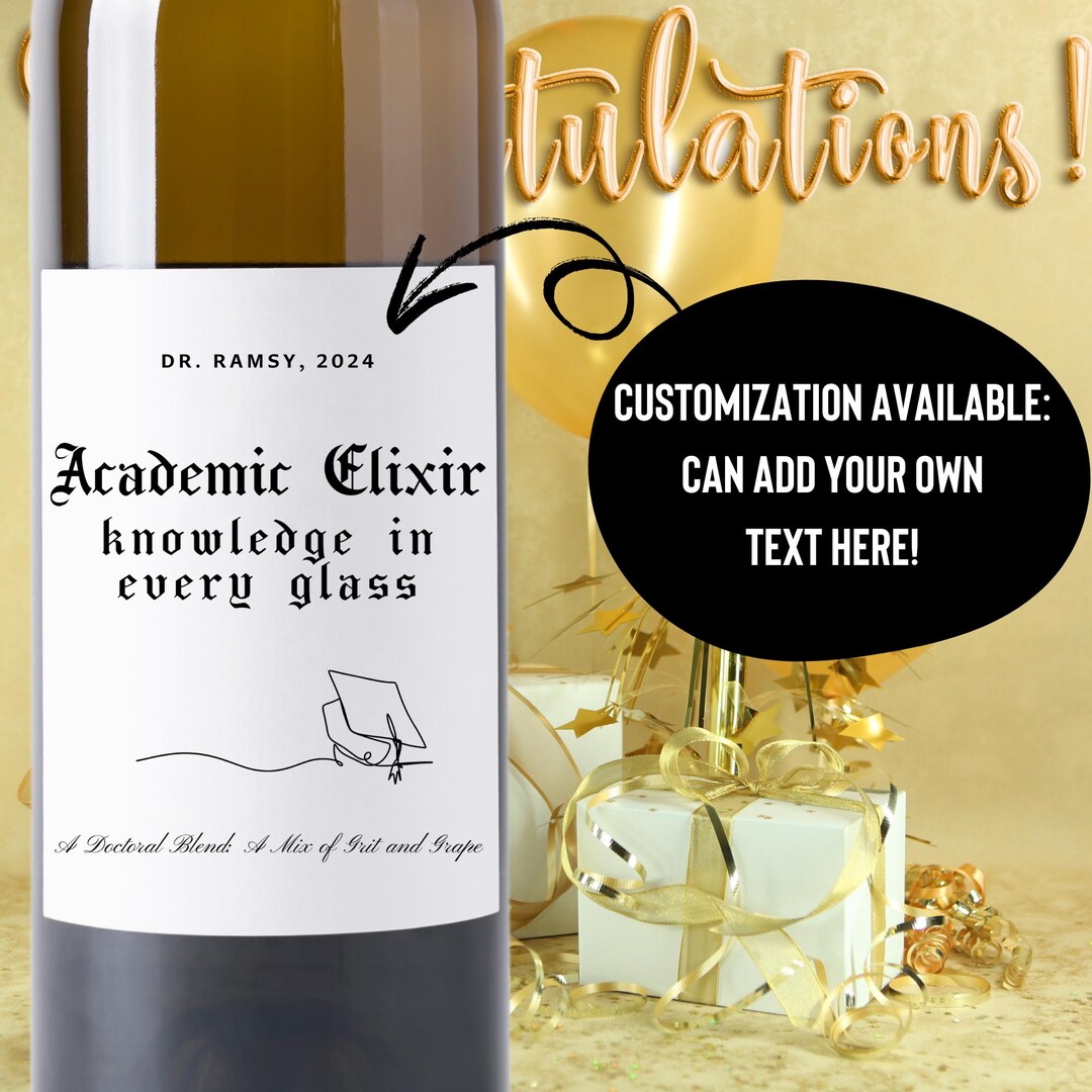 PHD Wine Label Doctorate Graduation Gift Pairs Well With PHD Custom ...