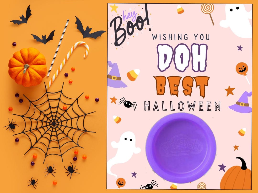 Halloween Play-dough Gift Tag for Kids, Non Candy Halloween Classroom ...