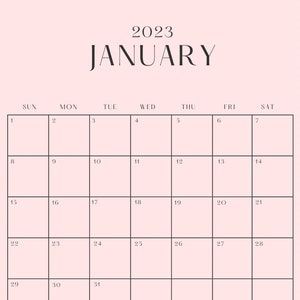 2023 Pink Monthly Calendar - Etsy