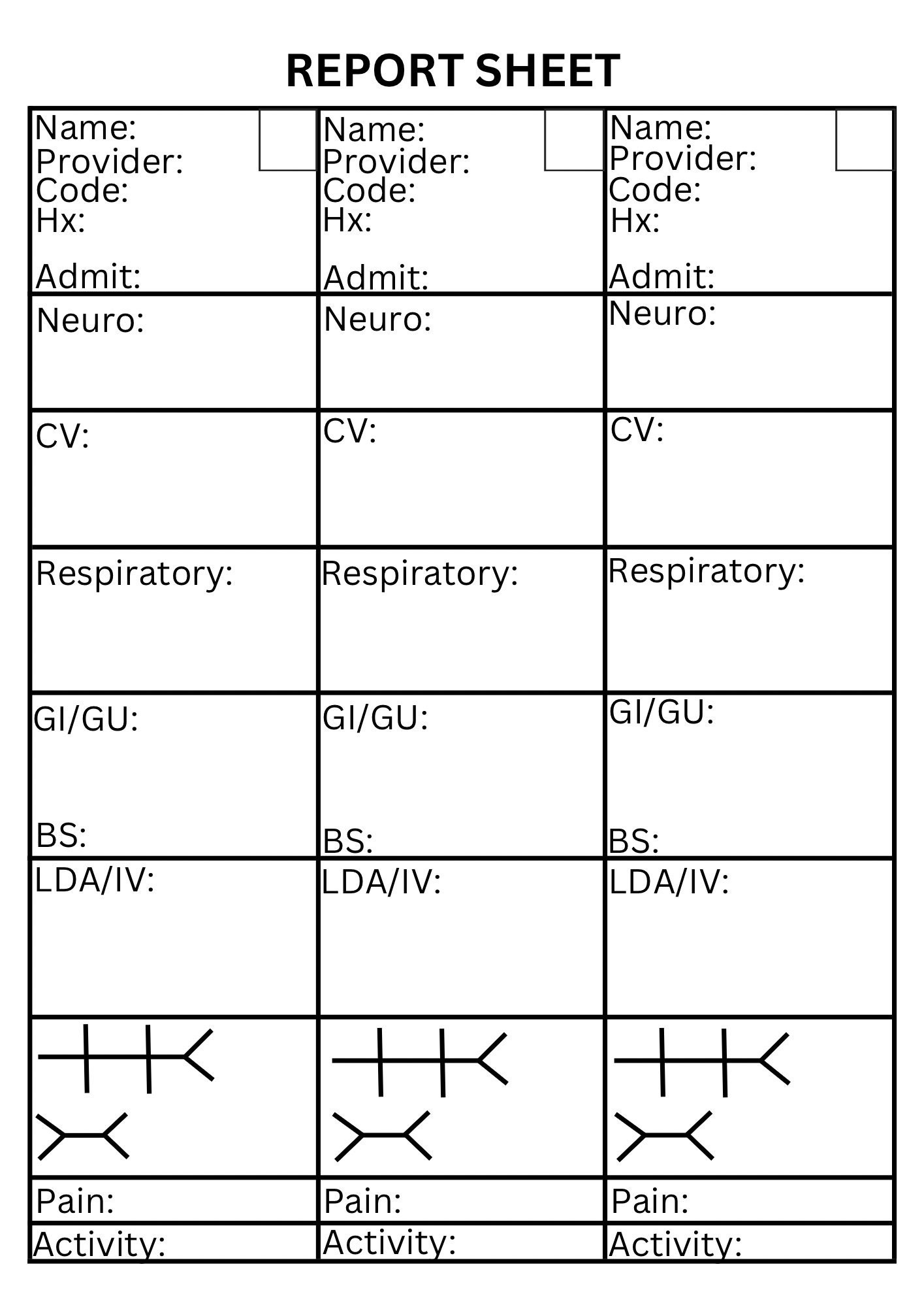 3 Patient Report Sheet - Etsy
