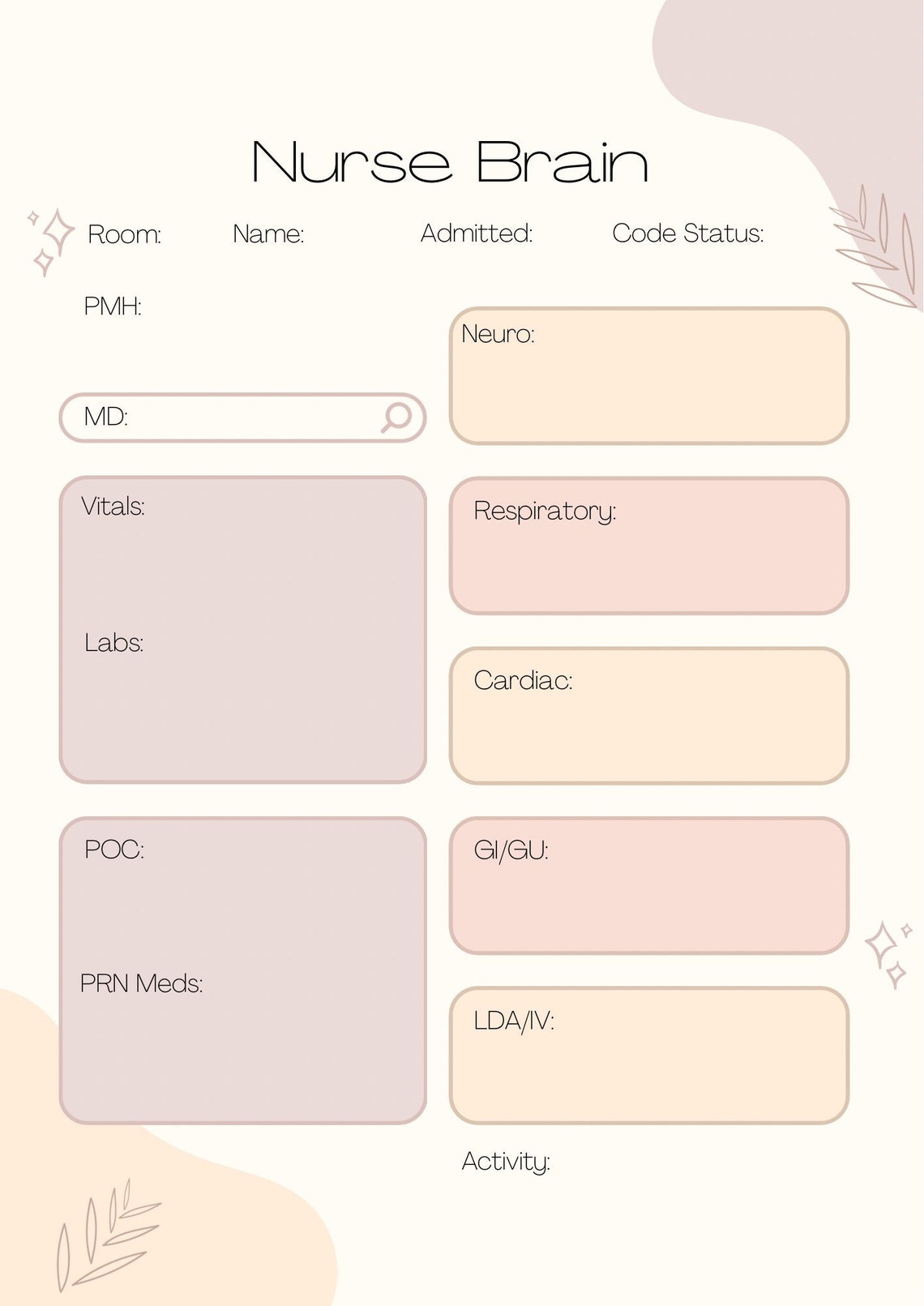 Single Patient Nurse Brain - Etsy