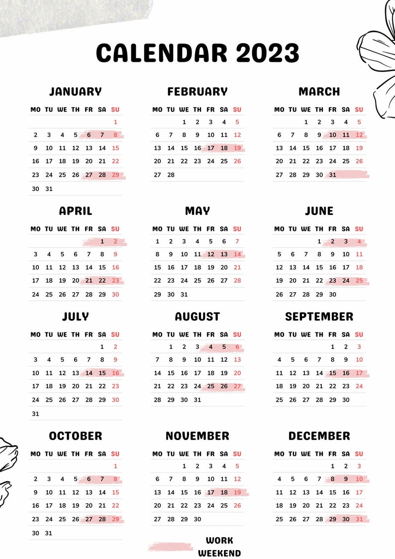 Rotating Weekend Calendar - Etsy