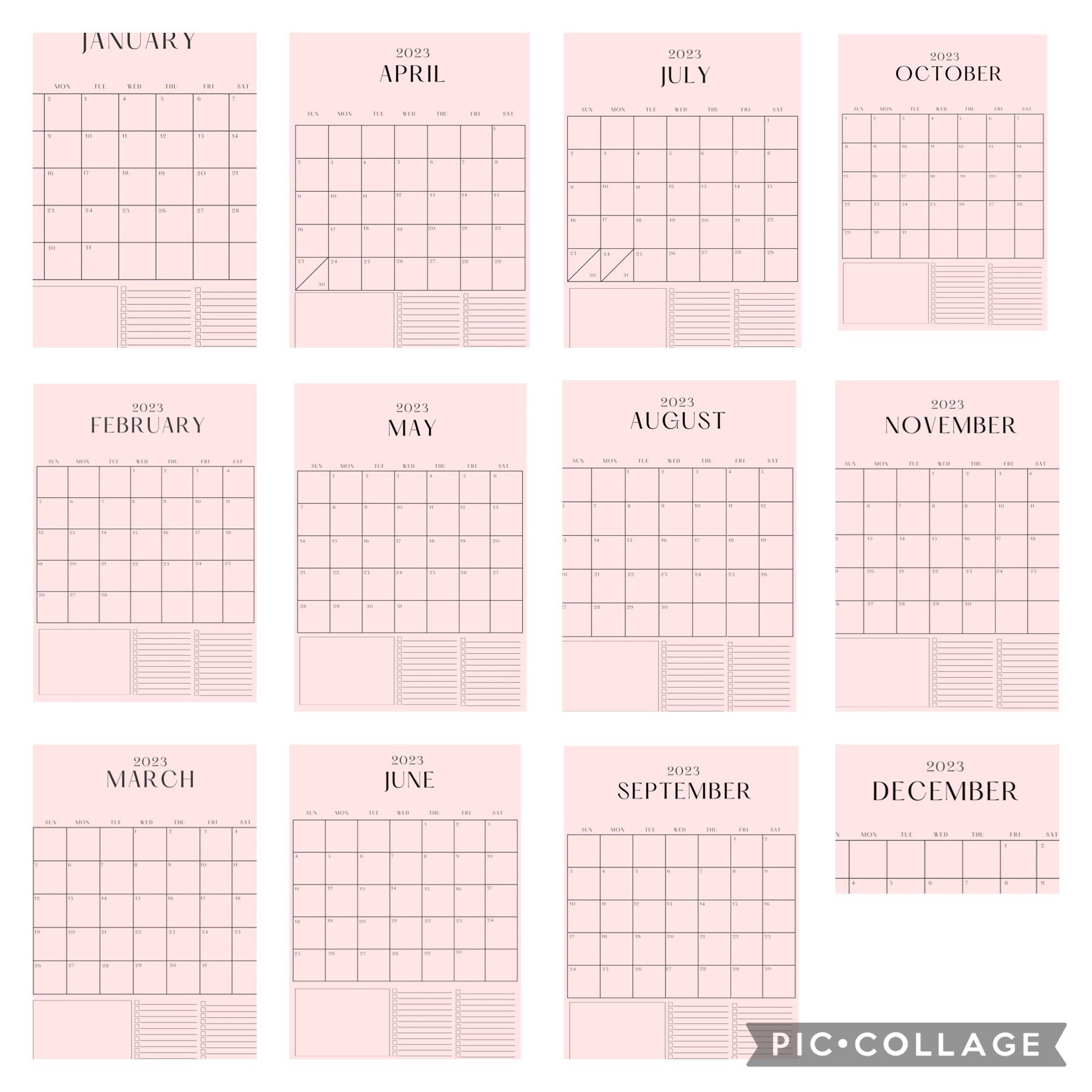 2023 Pink Monthly Calendar - Etsy