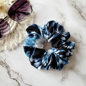 Tie Dye Satin Hair Scrunchie, Blue Scrunchie, Hair Accessories ...