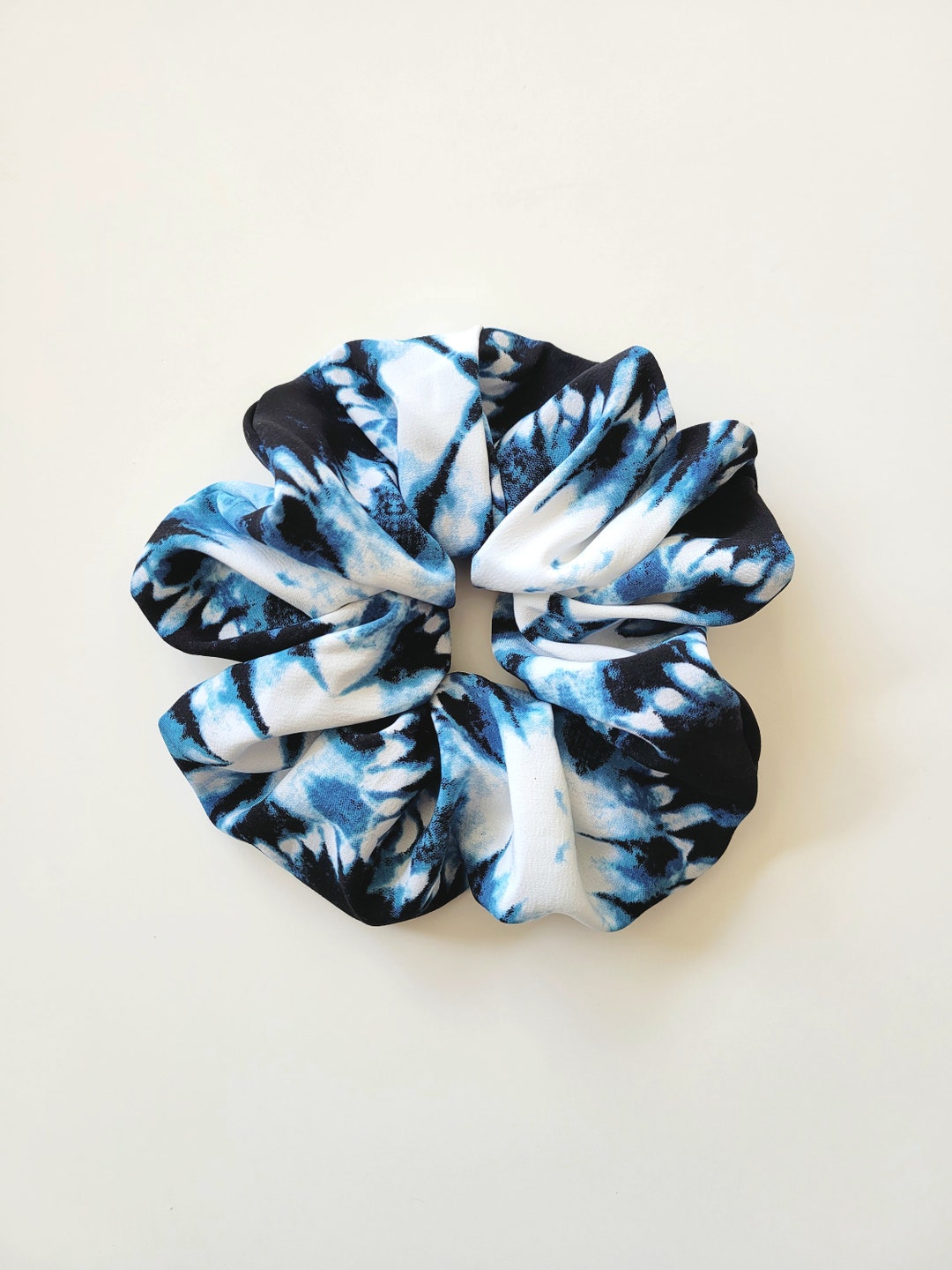 Tie Dye Satin Hair Scrunchie, Blue Scrunchie, Hair Accessories ...