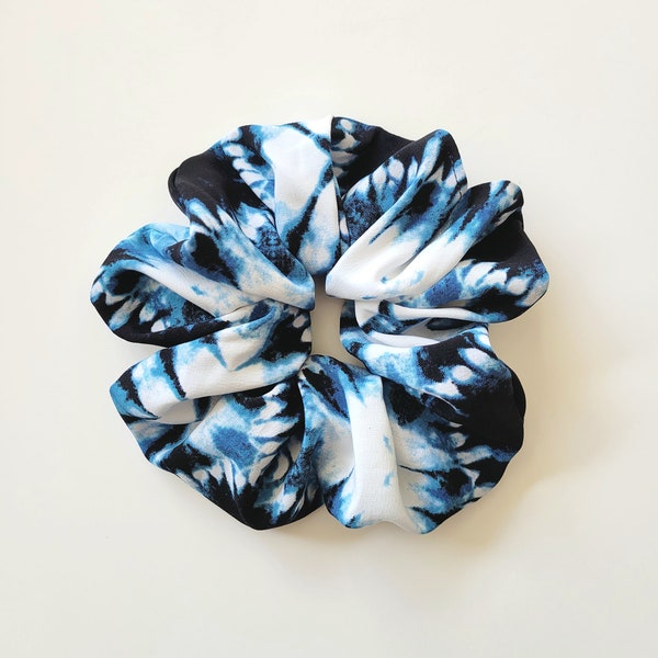 Tie Dye Satin Hair Scrunchie, Blue Scrunchie, Hair Accessories ...