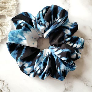 Tie Dye Satin Hair Scrunchie, Blue Scrunchie, Hair Accessories ...