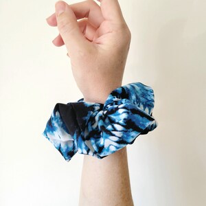 Tie Dye Satin Hair Scrunchie, Blue Scrunchie, Hair Accessories ...