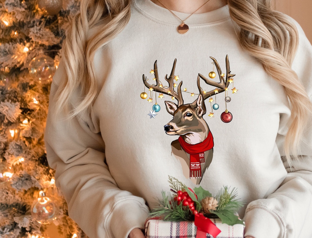 Reindeer Ornaments Sweatshirt Christmas Deer Sweater Cool - Etsy