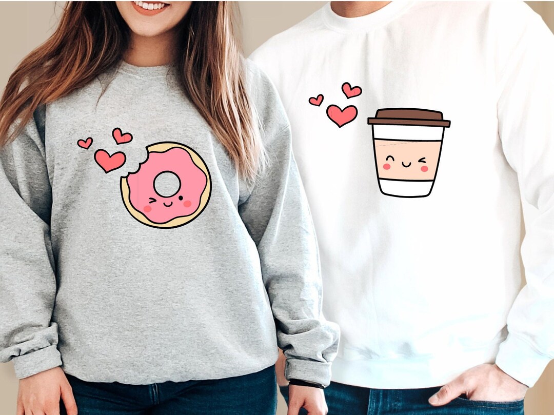Coffee Cup and Donut Love Matching Sweatshirts, Best Friends Matching ...