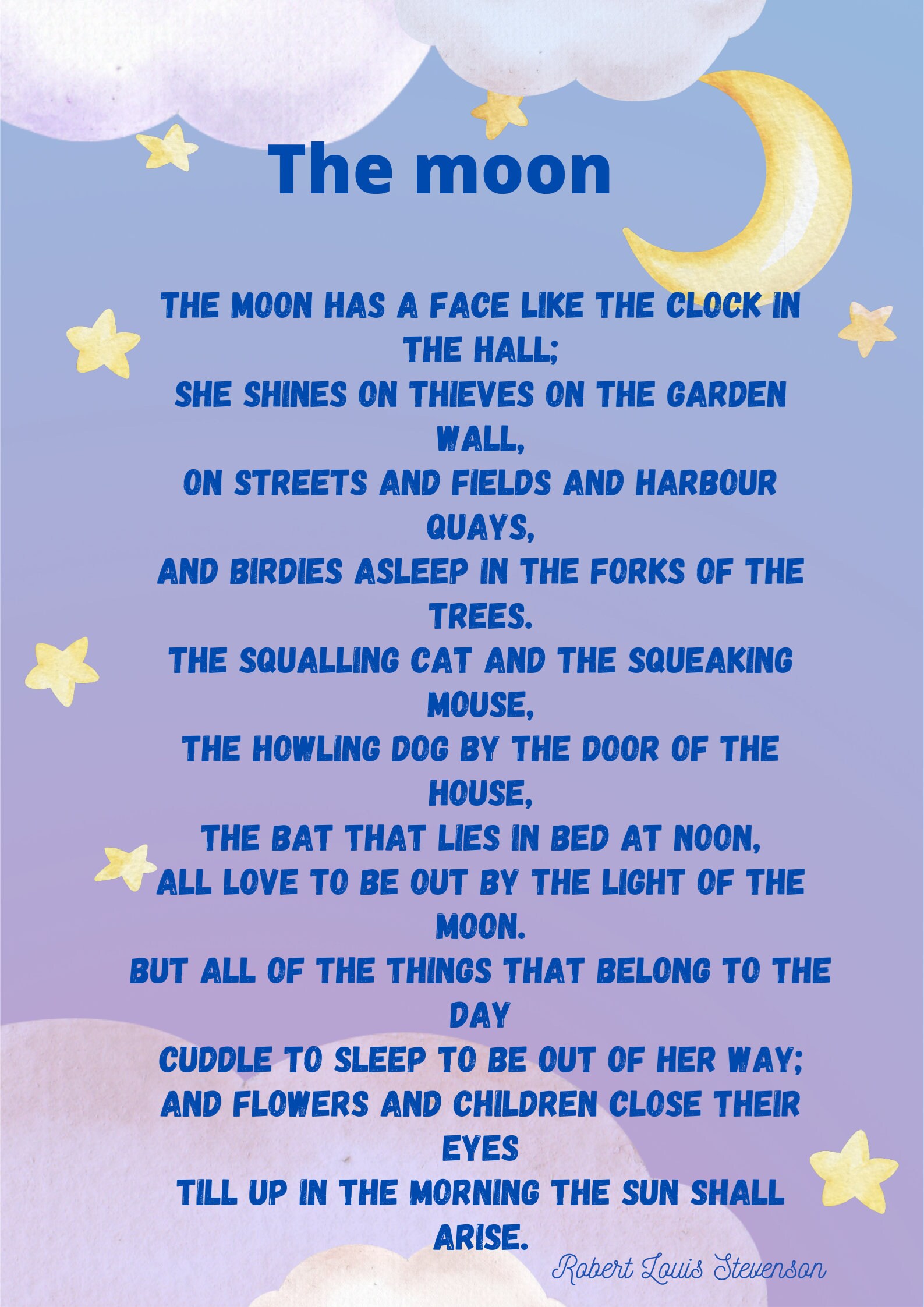 Children's Poem About the Moon, Written by Robert Louis Stevenson ...