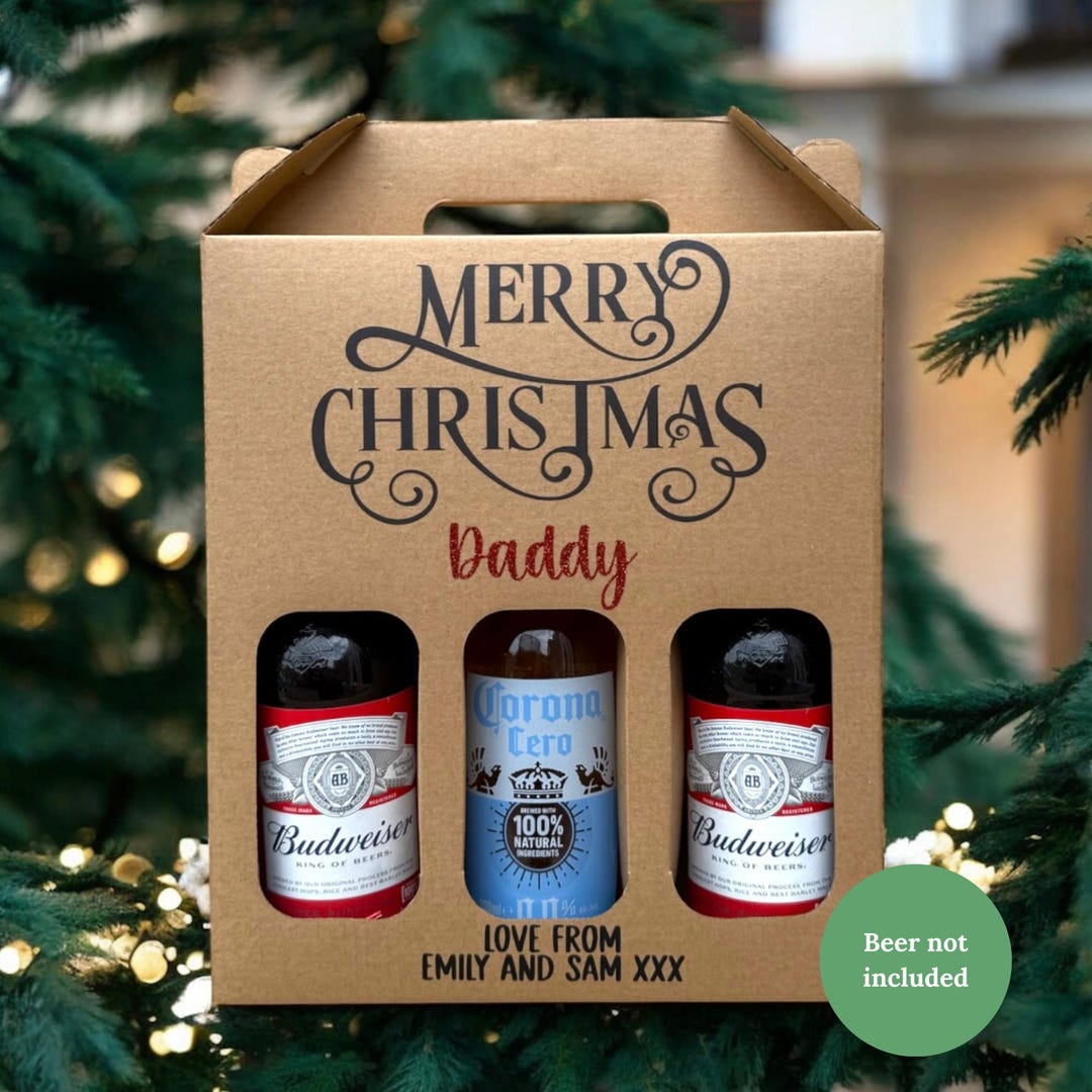 Personalised Christmas Beer Bottle Display Carrier, Bottle Opener ...