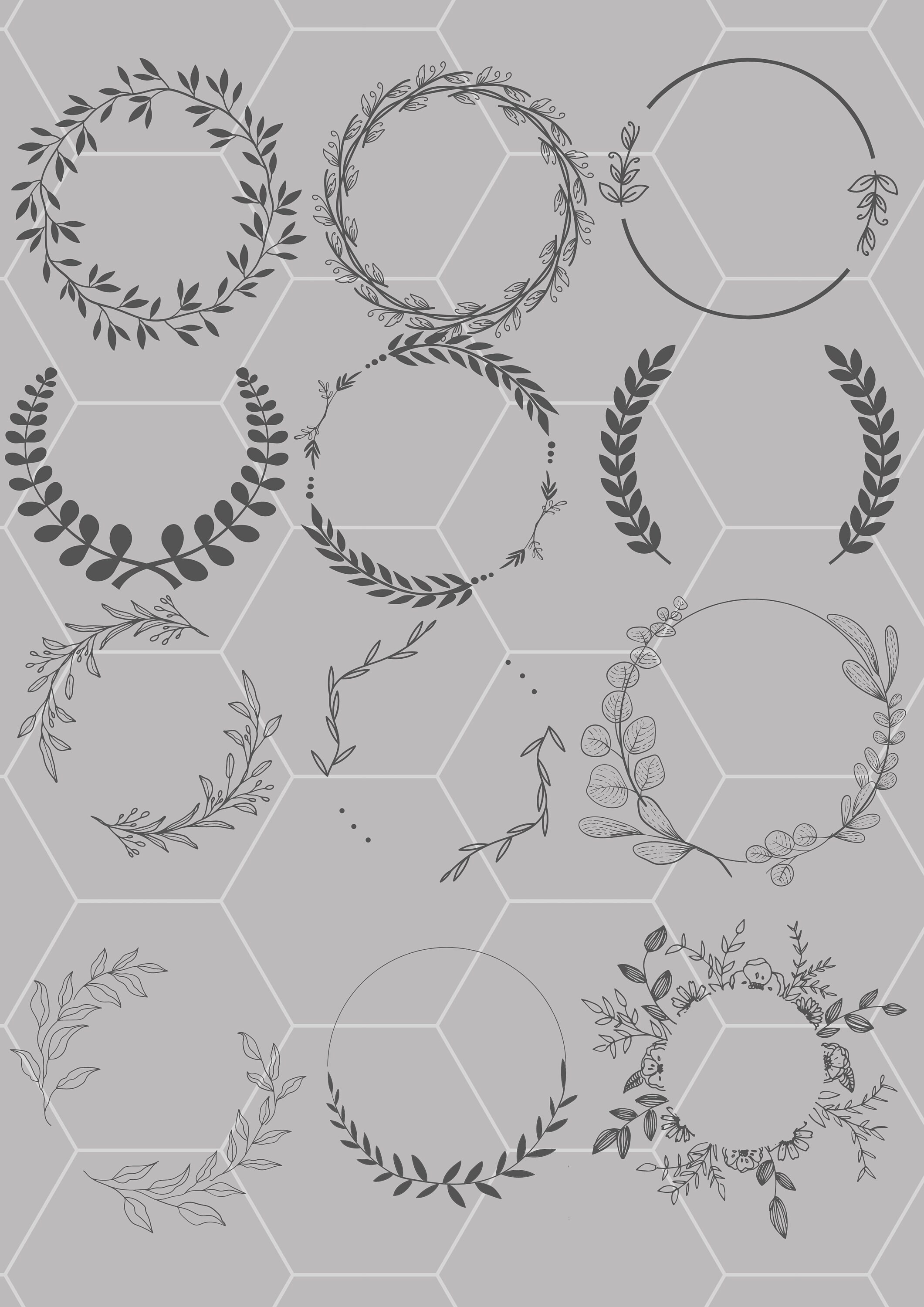 36 Wreaths SVG PNG JPEG and Pdf Plotter Files Vector Cricut Brother ...