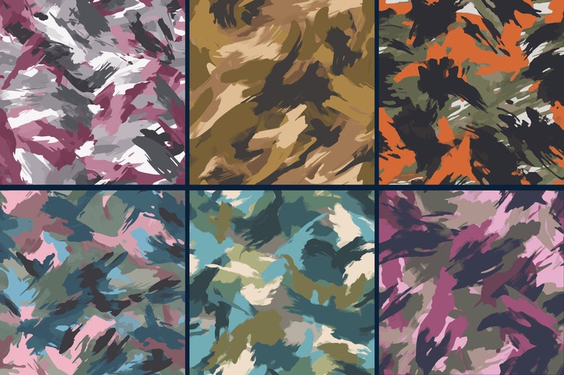 12 Camouflage Seamless Pattern SVG PNG JPG Volume 2 / Digital Printable ...