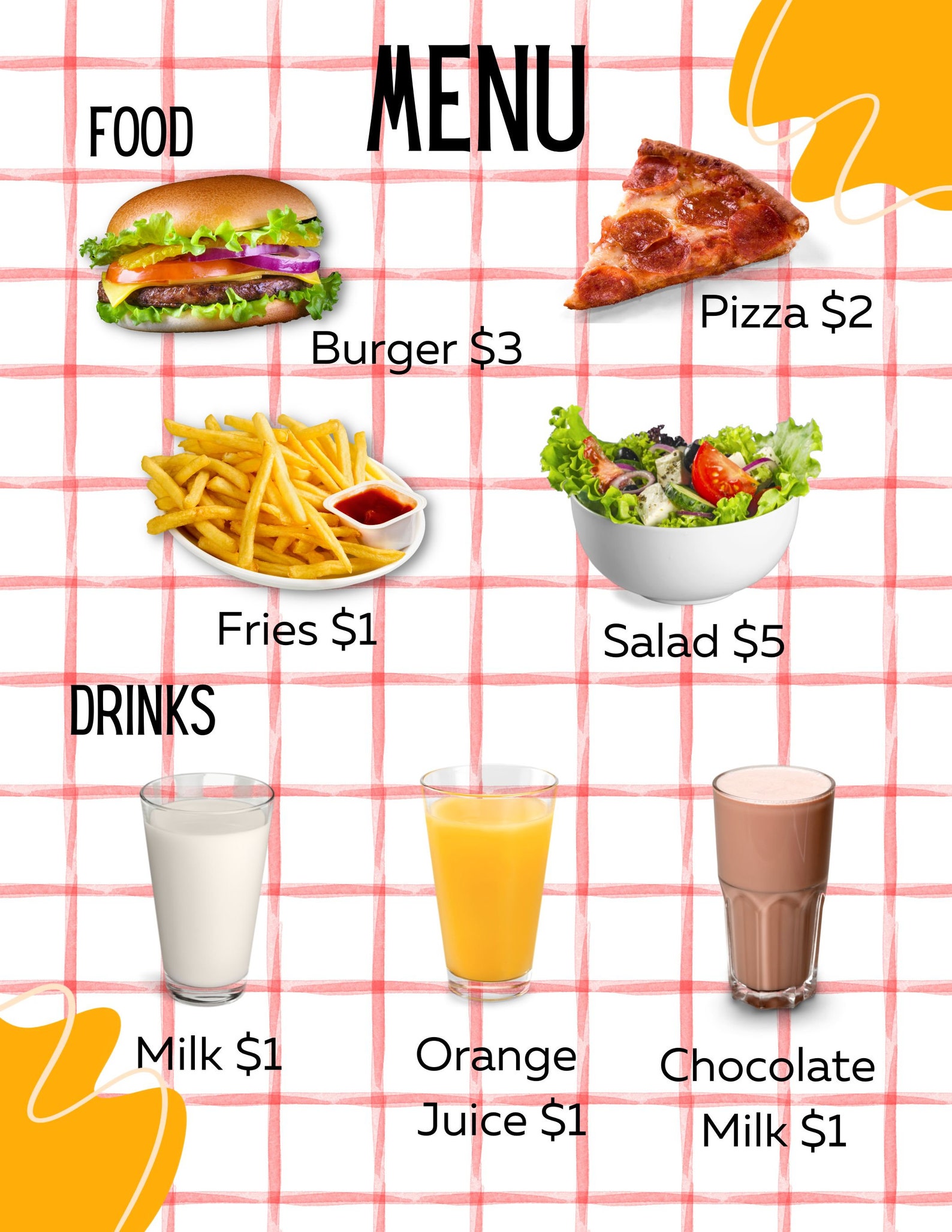 Pretend Play Menu Bundle Printable - Etsy