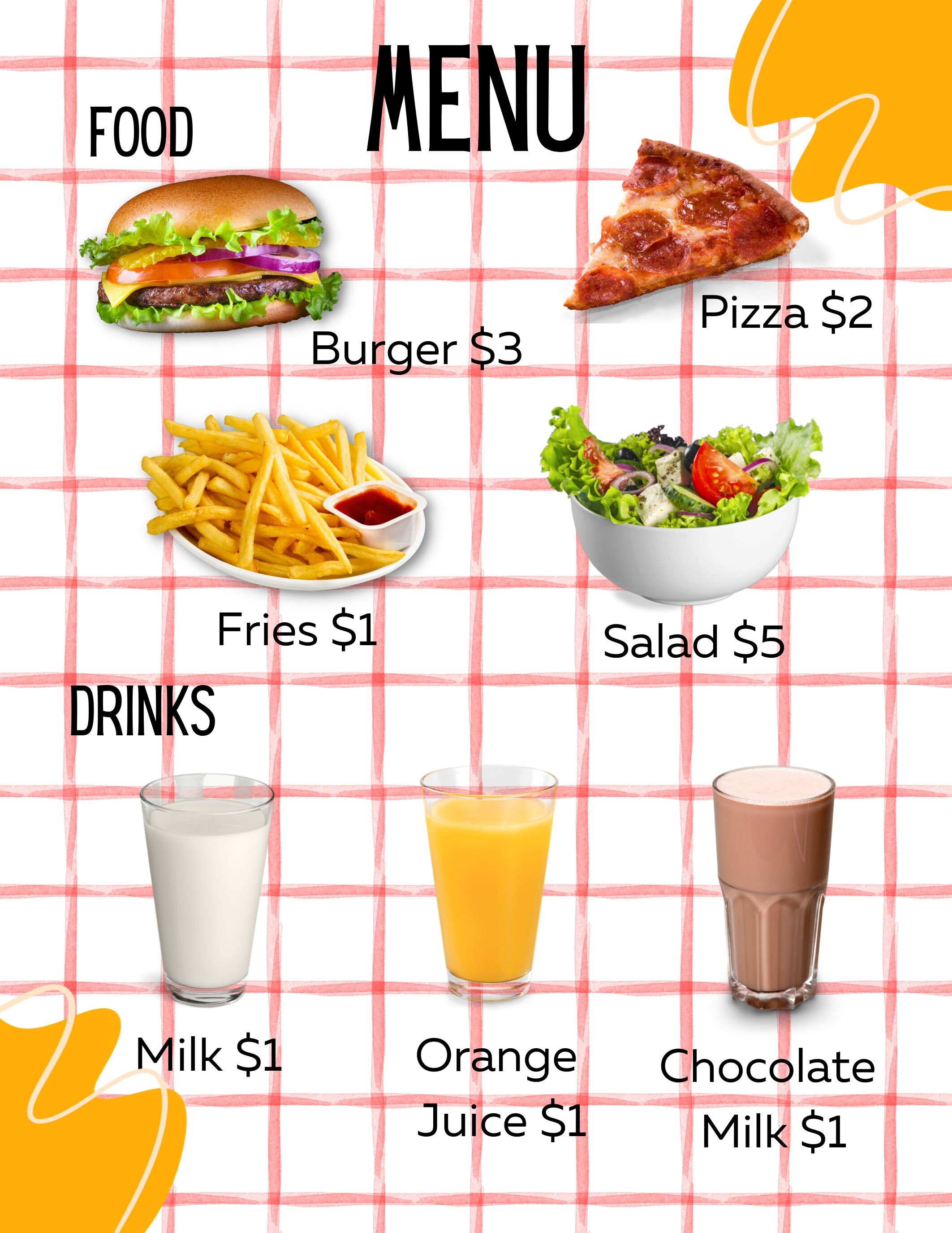 Pretend Play Menu Bundle Printable - Etsy