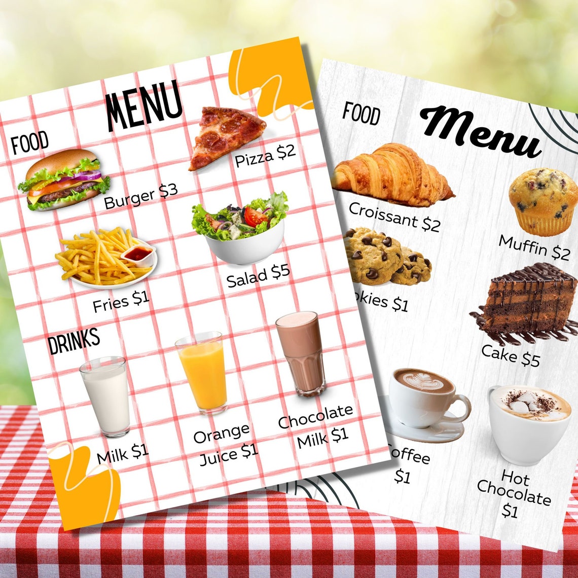 Pretend Play Menu Bundle Printable - Etsy