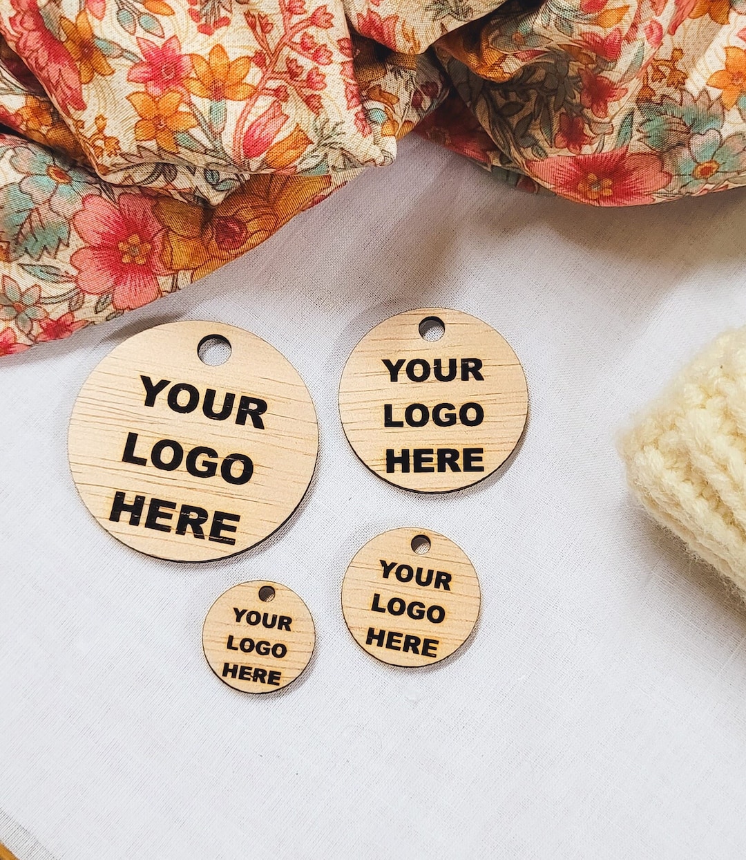 Custom Wooden Tags Laser Cut Engraved Personalized Logo, Timber Sew in ...