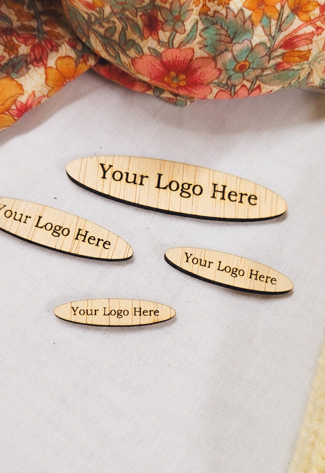 Custom Wooden Tags Laser Cut Engraved Personalized Logo, Timber Sew in ...