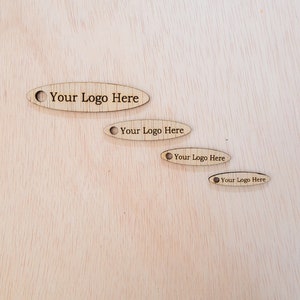 Custom Wooden Tags Laser Cut Engraved Personalized Logo, Timber Sew in ...