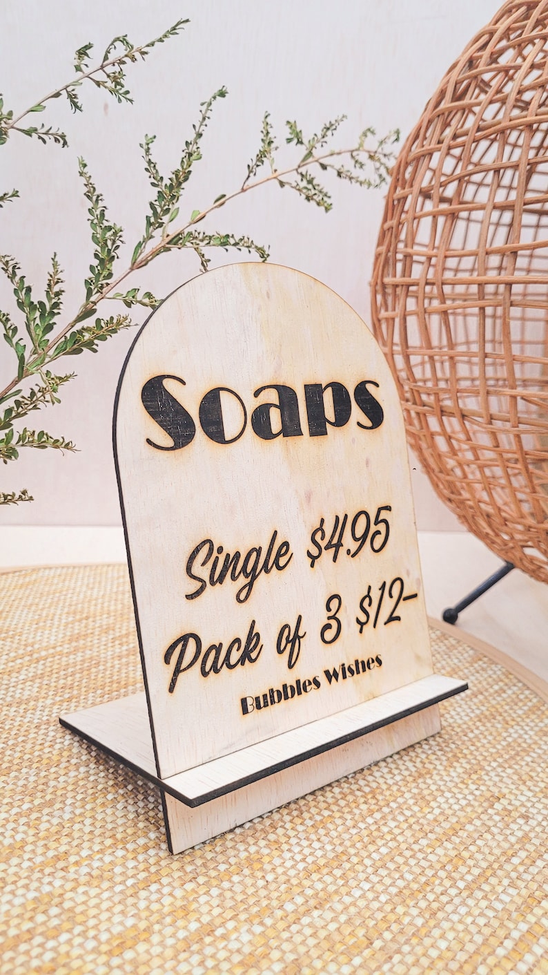 Custom Freestanding Wooden Signs for Businesses, Personalized Laser Cut ...
