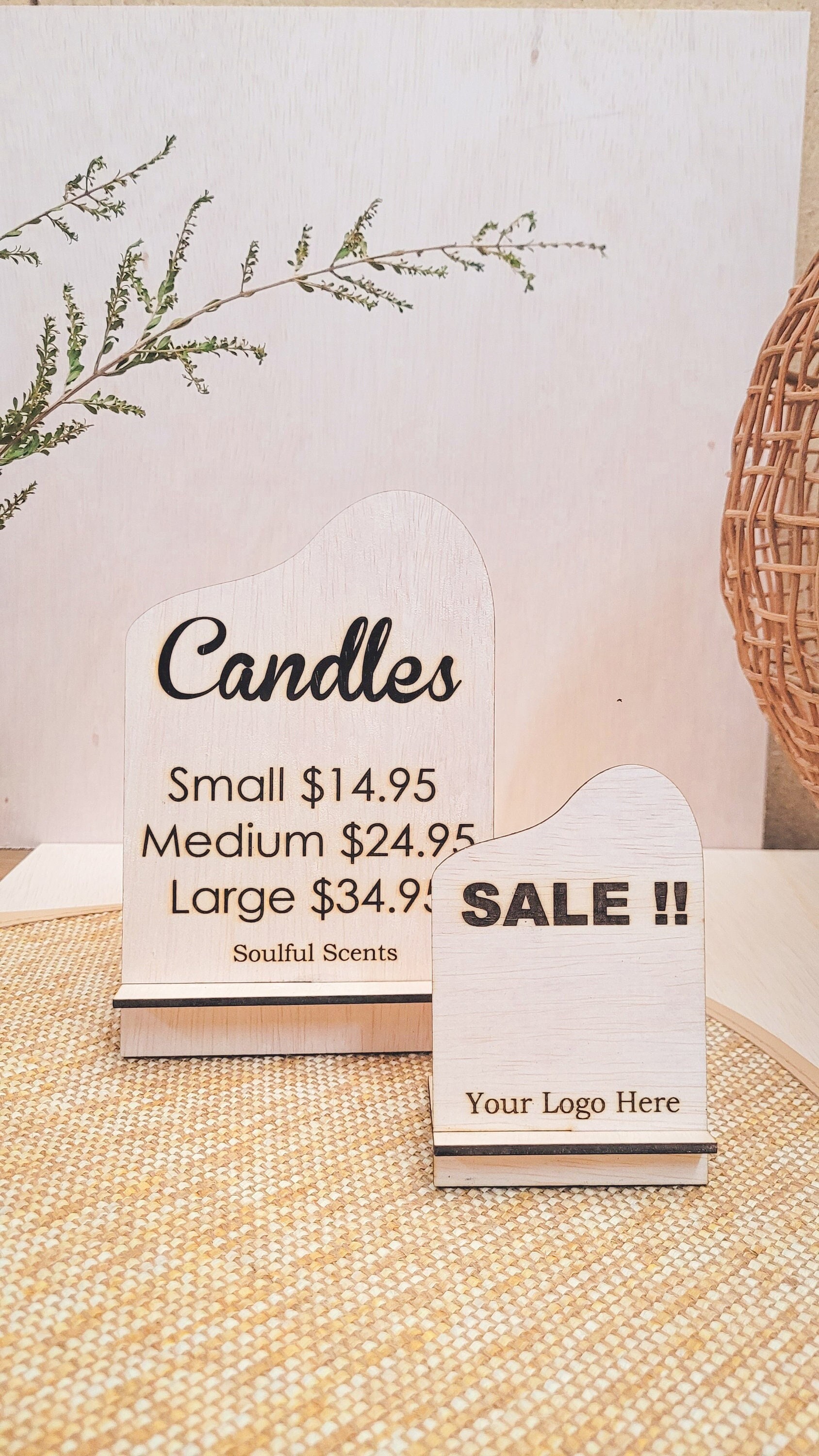Custom Freestanding Wooden Signs for Businesses, Personalized Laser Cut ...