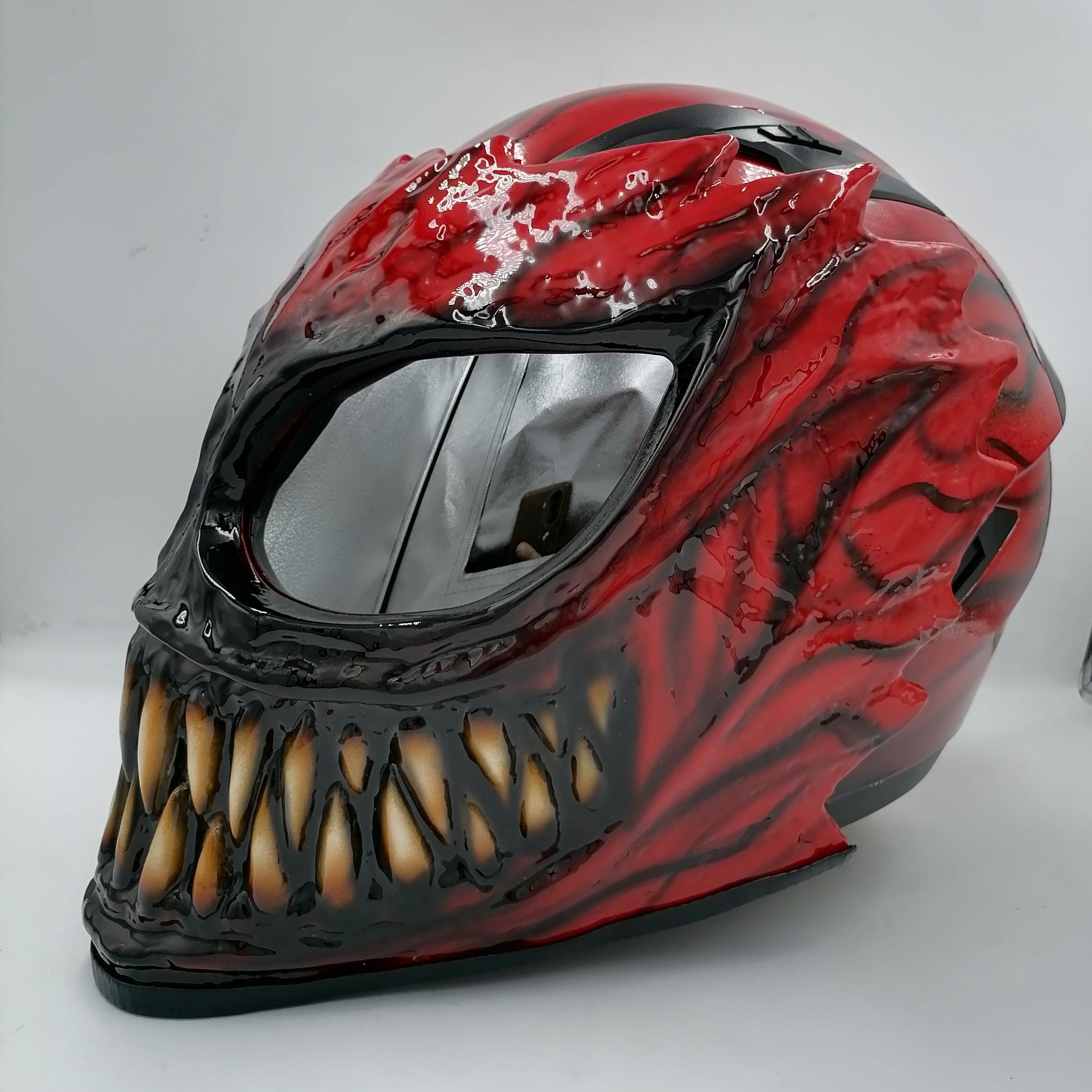 Carnage Venom Motorcycle Helmet: Airbrushed 3D Art, DOT/ECE Approved - Etsy