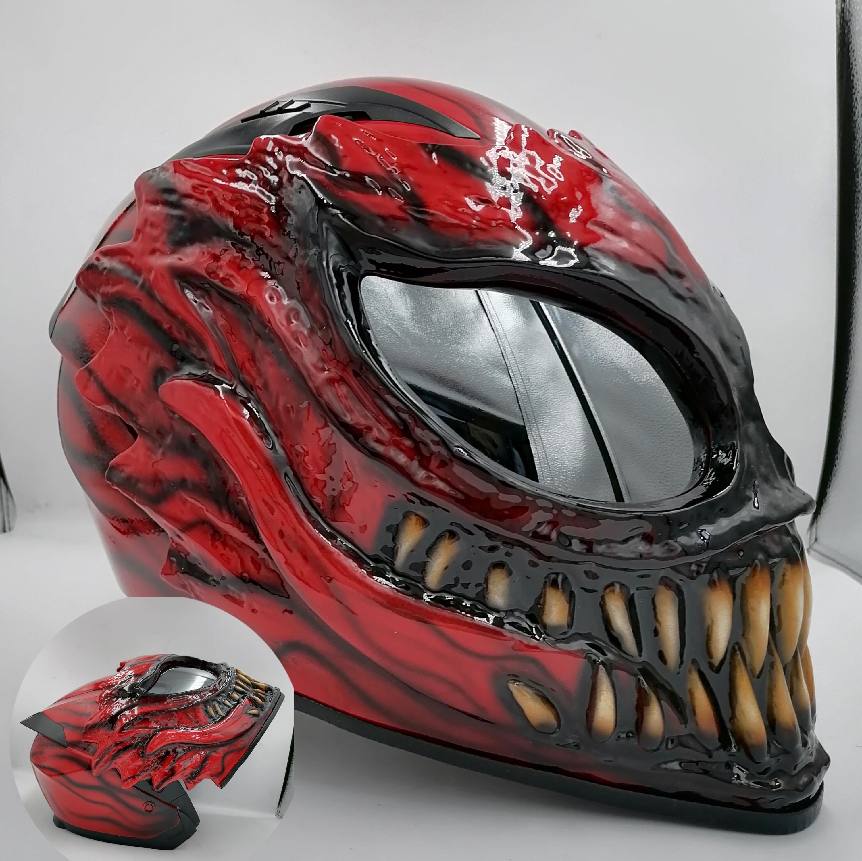 Carnage Venom Custom Motorcycle Helmet – Custom Helmet Open Face DOT ...