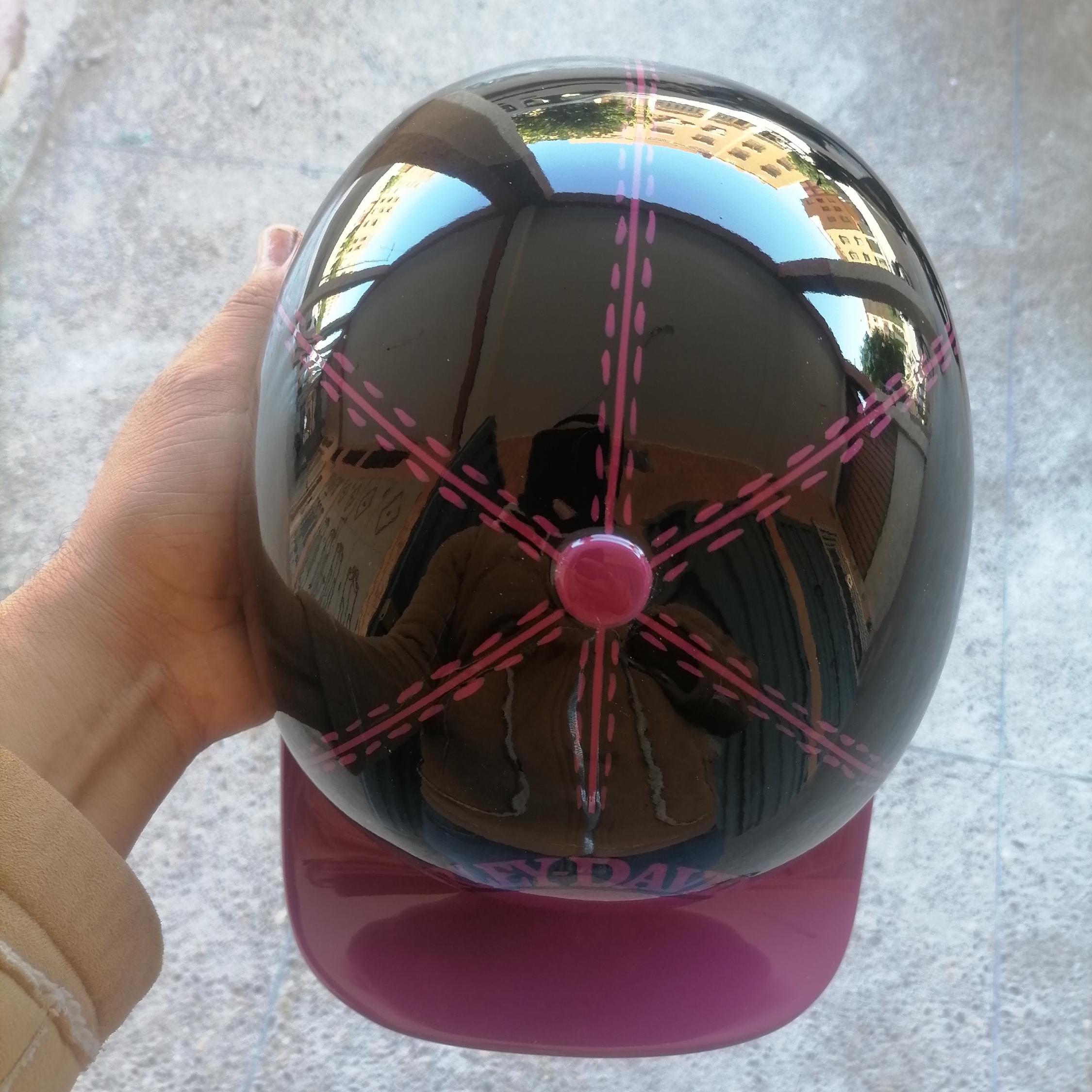 Handmade Fiberglass Motorcycle Half Helmet: Black & Purple, Adjustable ...