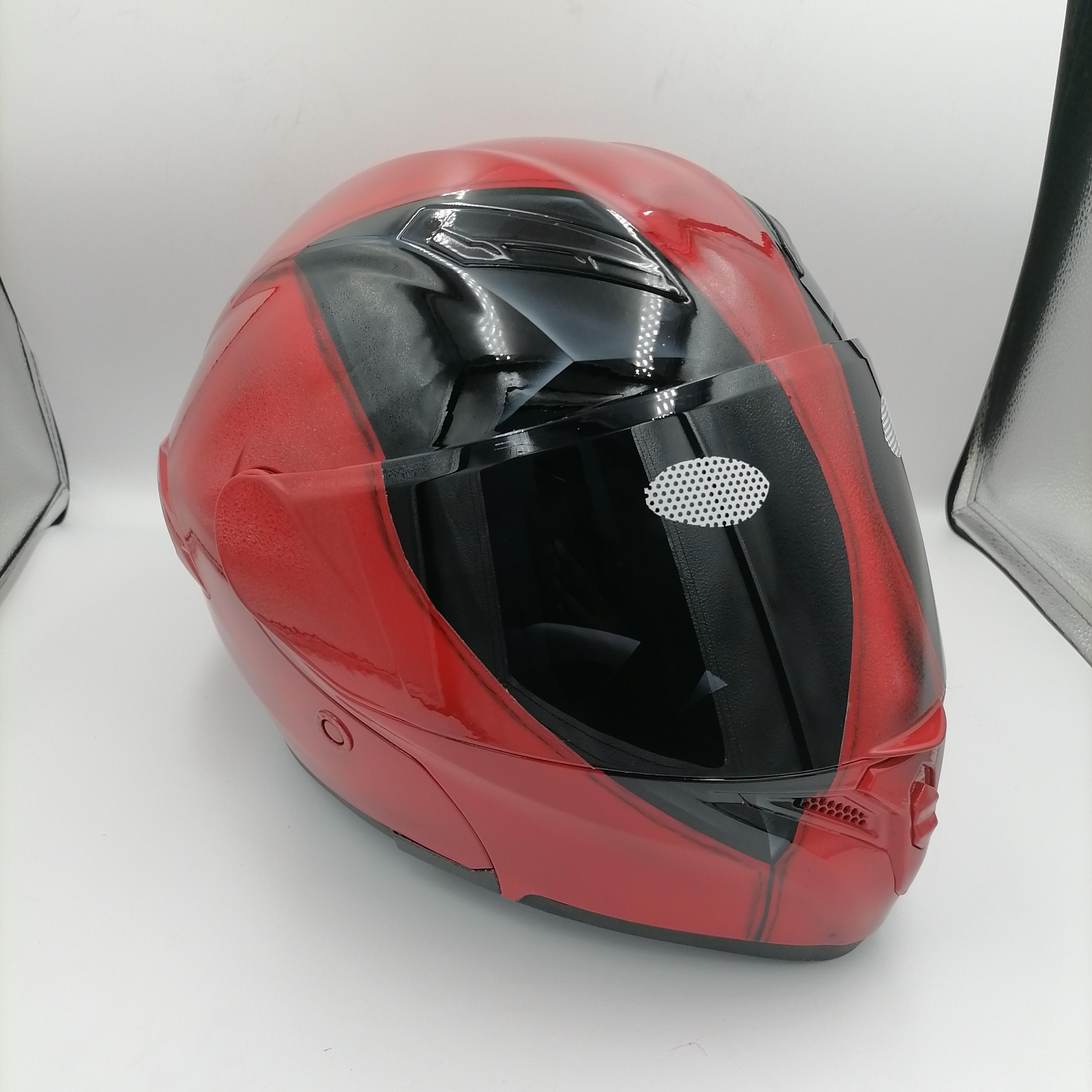 Deadpool Airbrushed Motorcycle Helmet: DOT Approved Modular Full Face ...