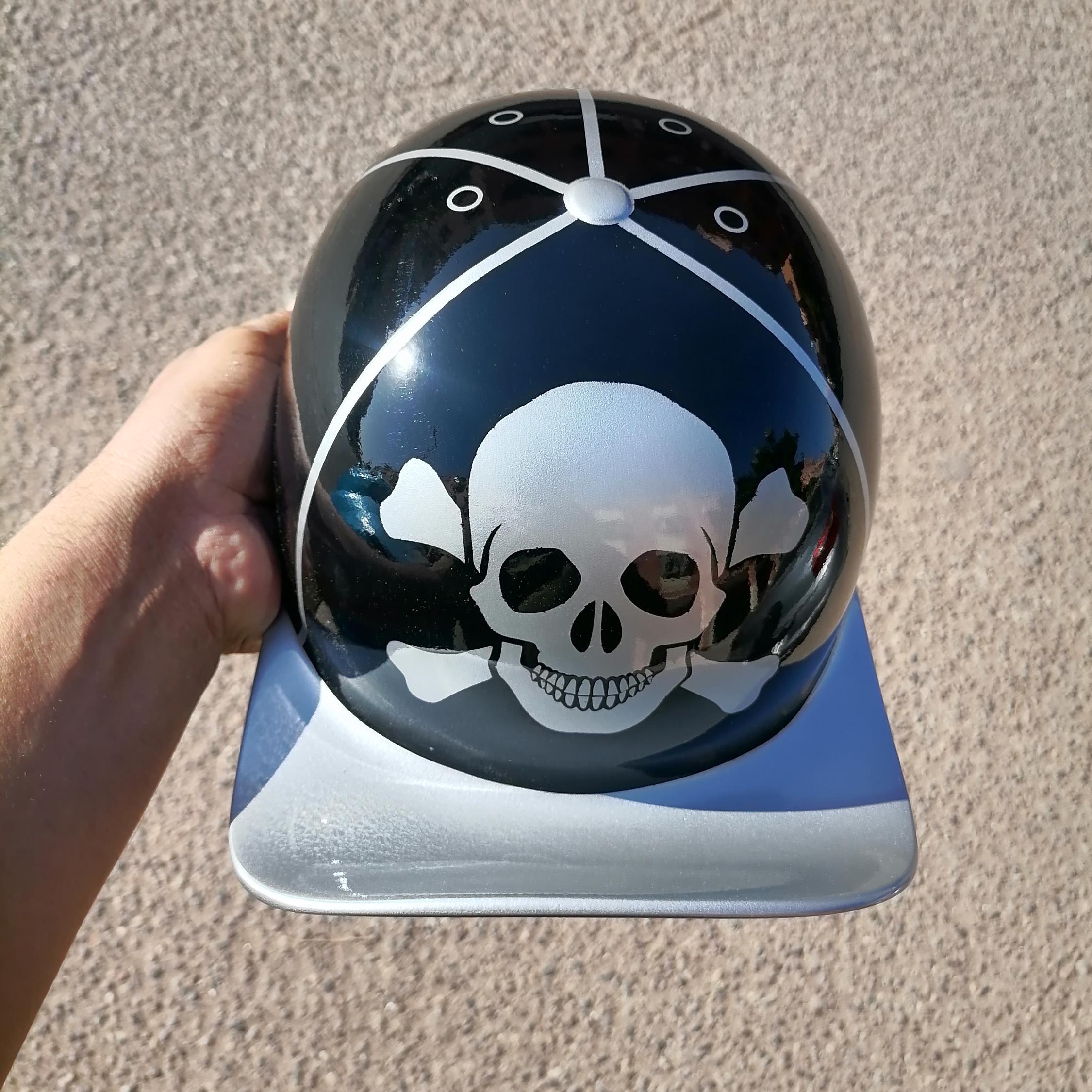 Handmade Fiberglass Motorcycle Half Helmet: Black & Silver Skull Cap - Etsy
