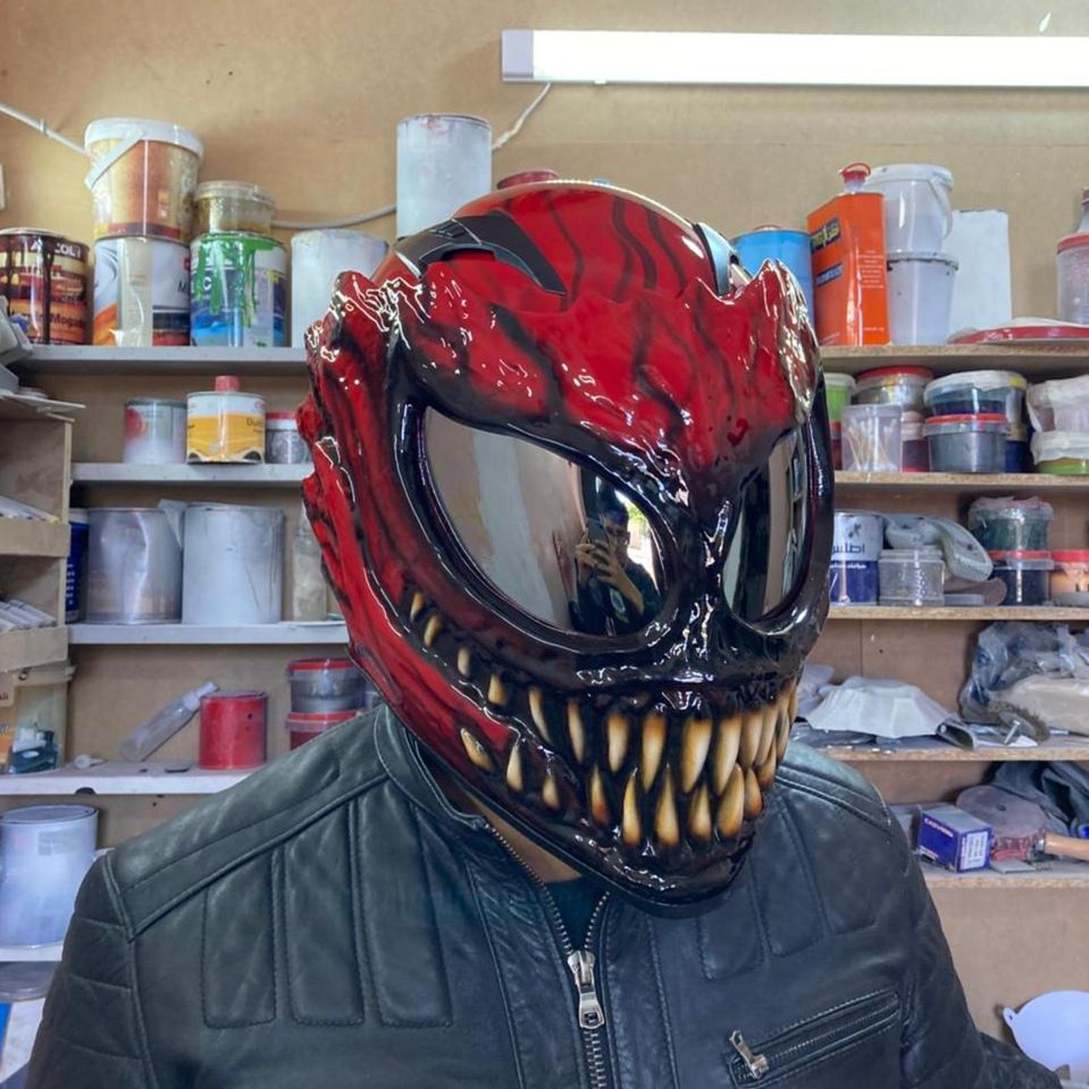 Carnage Venom Custom Motorcycle Helmet – Custom Helmet Open Face DOT ...