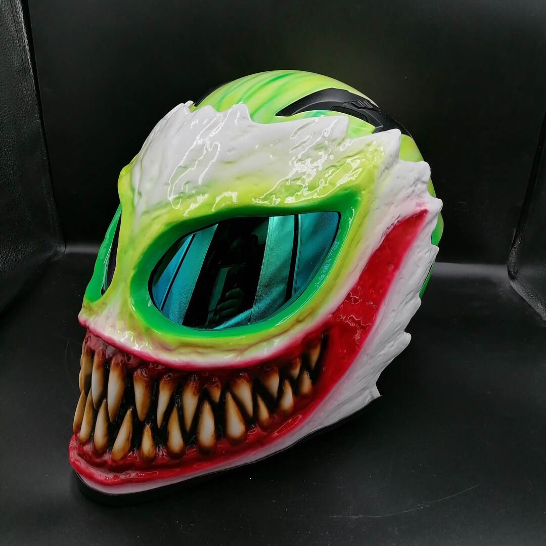 Venom Motorcycle Helmet: Custom Airbrushed 3D Open Face, DOT/ECE ...
