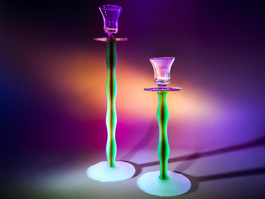 Two Orrefors "celeste" Candlesticks by Anne Nilsson--eerie Beauty! - Etsy
