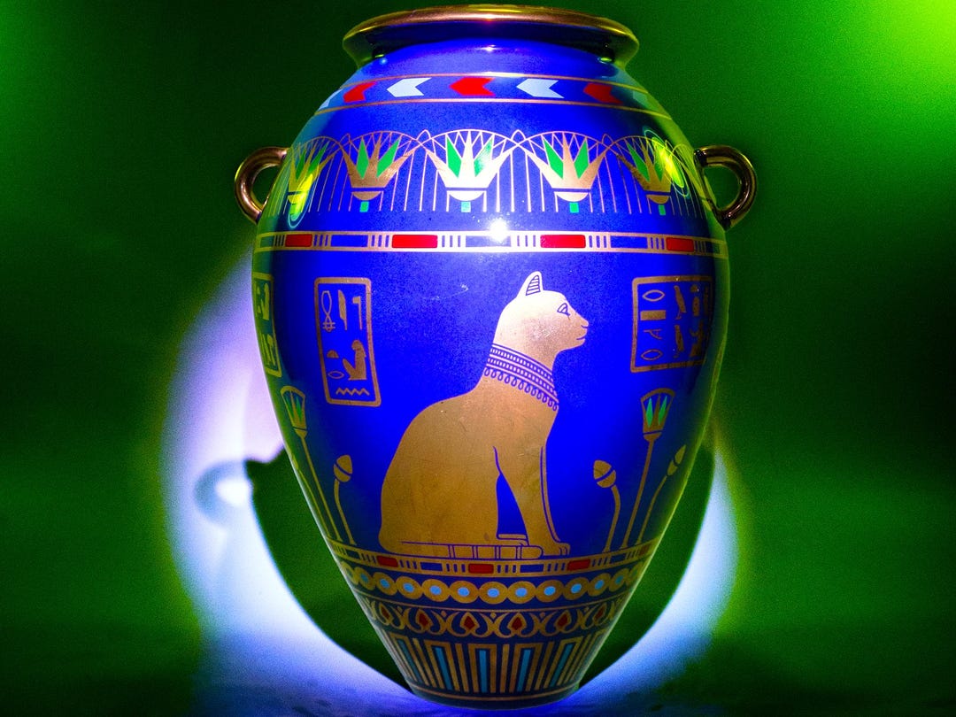 Blue and Gold Egyptian-style Vase--the Golden Vase of Bast--franklin ...