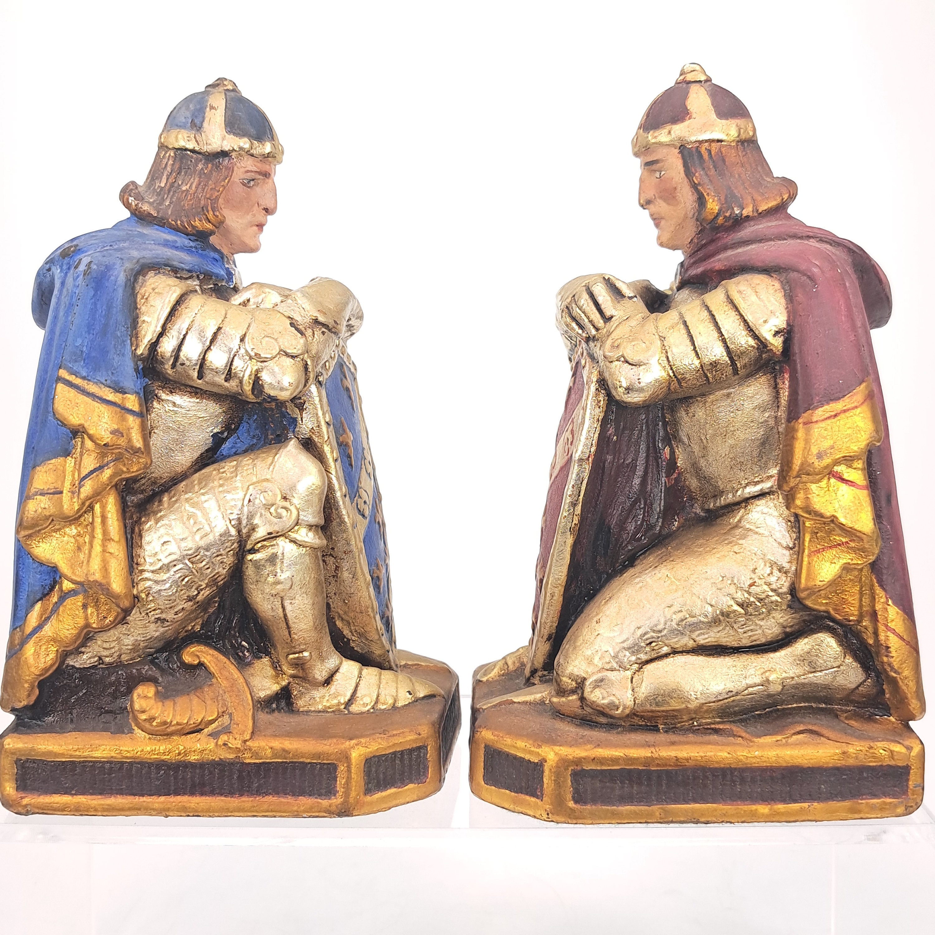 Hard to Find Armor Bronze Kneeling Knight Polychrome Bookends - Etsy