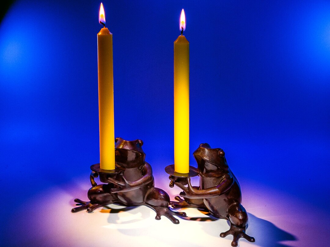 Pair of Bronze Frog Candlestick Holders--irving the Frog by Restoration Hardware - Etsy