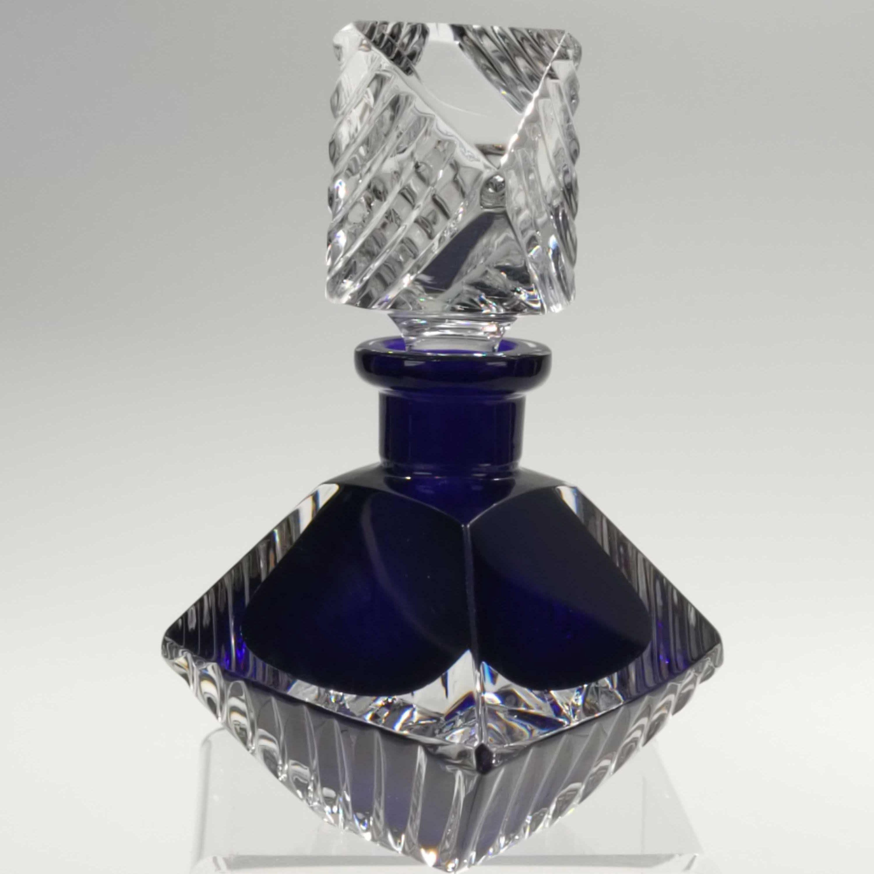 Art Deco Clear and Deep Blue Perfume Bottle for Your Vanity - Etsy