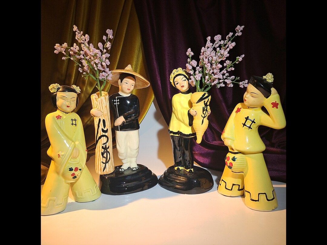 Four Walter Wilson Ho Jai Asian Figural Vases--california Potteries ...