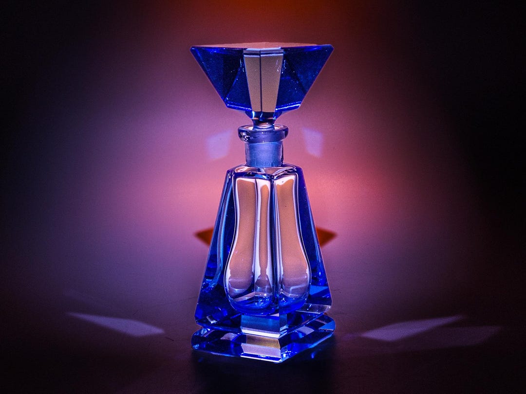 Blue Pyramid Shaped Perfume Bottle--czech (?) - Etsy