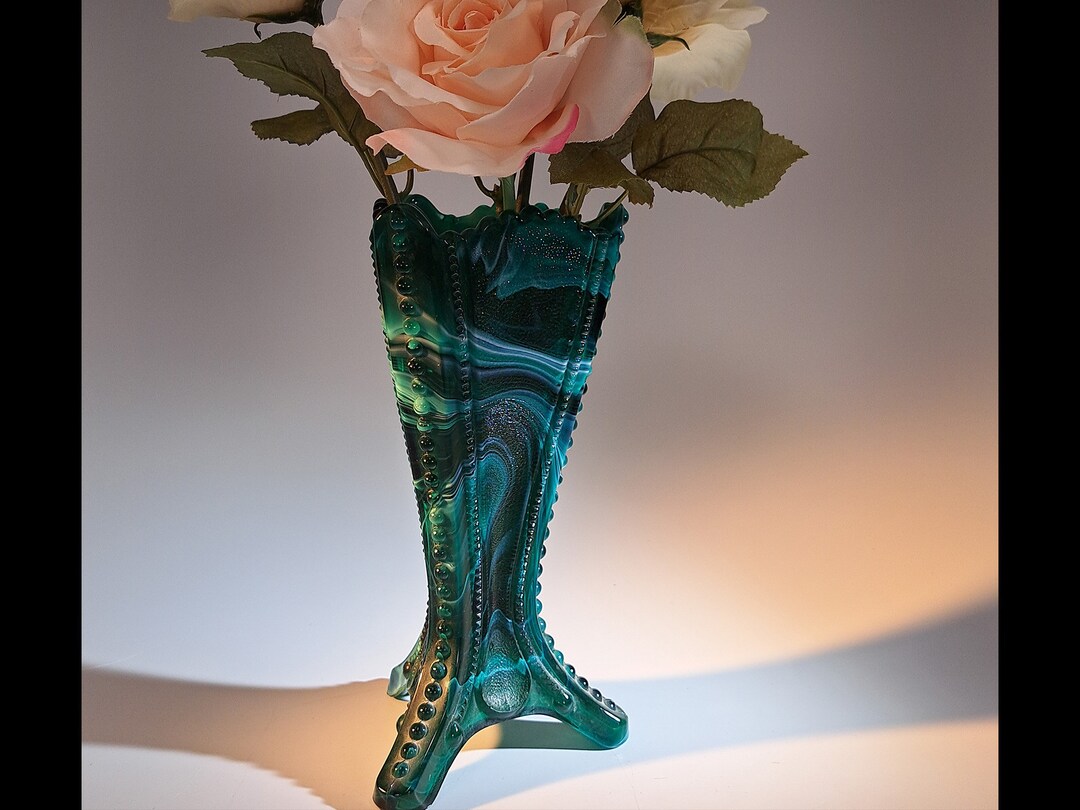 Imperial Jade Slag Glass Vase - Etsy