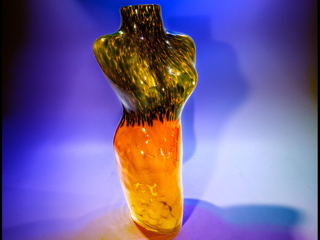 Green and Amber Glass Female Torso Vase--murano Style - Etsy